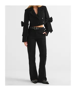 GANNI Pin Buckle Belt Casual Pants