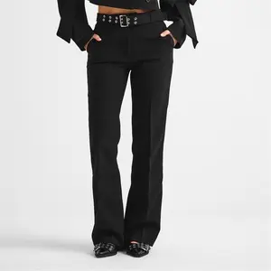 GANNI Pin Buckle Belt Casual Pants