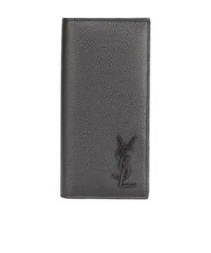 Saint Laurent Long Logo Appliqué Wallet - Black