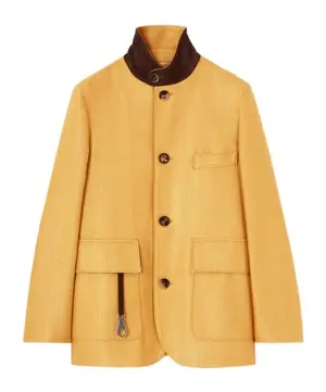 Loro Piana Long-sleeved Casual Jacket With Stand Collar And Suede Trim