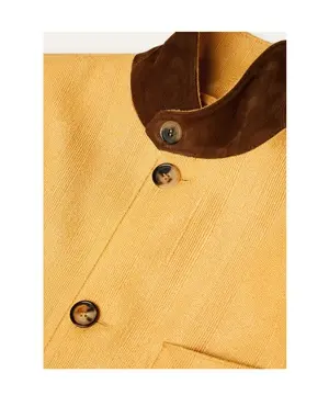 Loro Piana Long-sleeved Casual Jacket With Stand Collar And Suede Trim