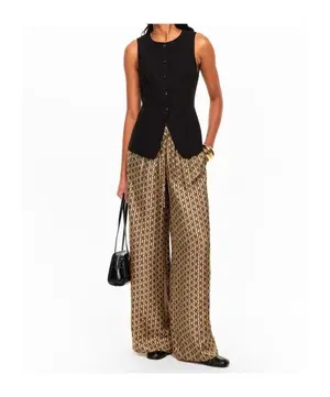 Max Mara Wide Leg Graphic Print Pants - Brown