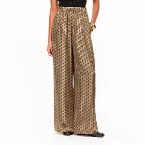Max Mara Wide Leg Graphic Print Pants - Brown