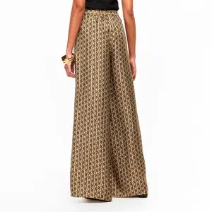 Max Mara Wide Leg Graphic Print Pants - Brown