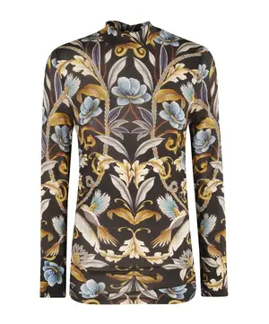 Farm Rio Snake Garden Blouse - Black