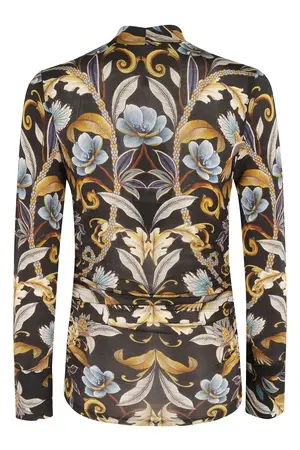 Farm Rio Snake Garden Blouse - Black
