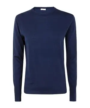 Aspesi Wool Sweater With Round Neck And Ribbed Details - Blue