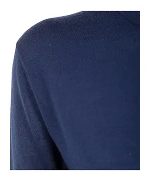 Aspesi Wool Sweater With Round Neck And Ribbed Details - Blue