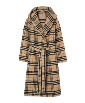Burberry Check Wool Cashmere Robe - Sand Beige