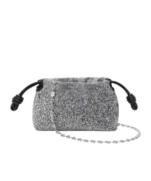 Loewe Mini Flamenco Purse In Beads And Nappa Lambskin - Black/silver