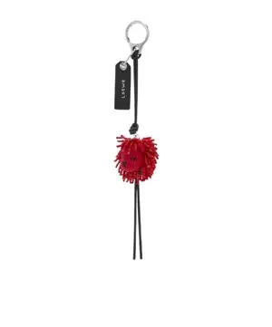Loewe Lion Head Charm In Crochet And Calfskin - Red