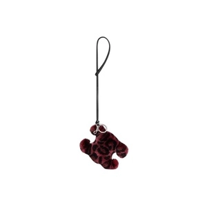 Celine Triomphe Pom-pom Keyring In Shearling And Calfskin