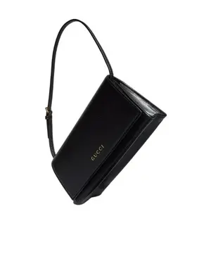 Gucci Leather Pouch With Gold-foiled Logo - Black
