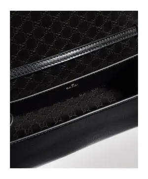 Gucci Leather Pouch With Gold-foiled Logo - Black