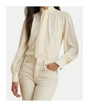 Ralph Lauren Tie-neck Blouse - Nude