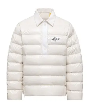 Moncler Quilted Down Jacket With Logo Print