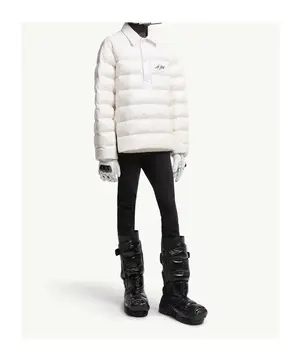 Moncler Quilted Down Jacket With Logo Print