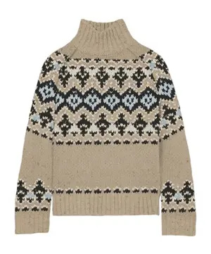 MC2 SAINT BARTH High-neck Fair Isle Jumper - Nude