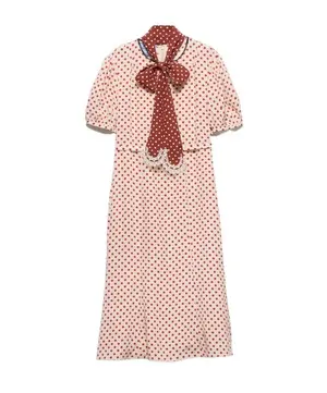 Prada Polka Dot Marocain Dress - Sand/red