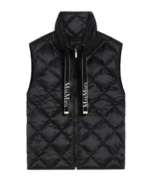 Max Mara High Neck Drawstring Gilet - Black