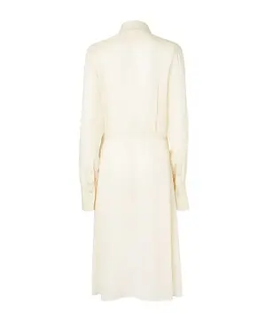 Fendi Silk Jacquard Midi Shirt Dress - Ivory