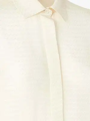 Fendi Silk Jacquard Midi Shirt Dress - Ivory
