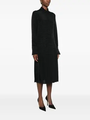 Fendi Chevron Jacquard Pleated Dress - Black