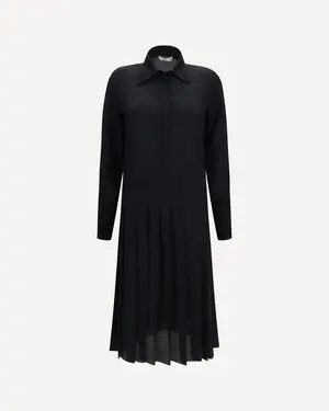 Fendi Chevron Jacquard Pleated Dress - Black