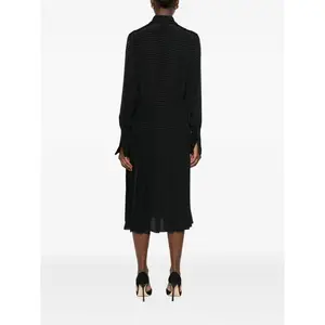 Fendi Chevron Jacquard Pleated Dress - Black
