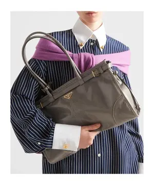 Prada Triangle-logo Drawstring Shoulder Bag - Blue-gray
