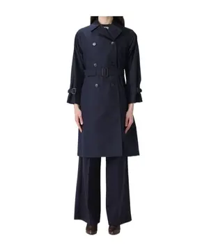 Max Mara Ghia Belted Gabardine Trench Coat - Blue