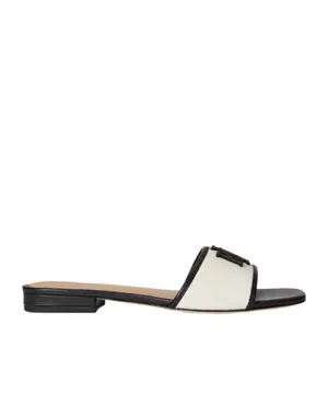 Ralph Lauren Everly Real Leather Flat Sandals - Black