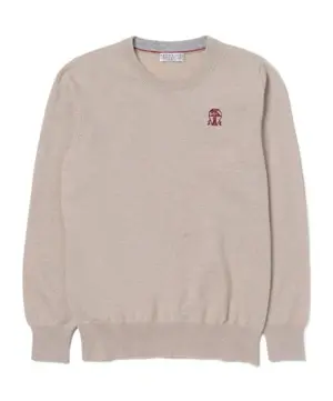 Brunello Cucinelli Round-neck And Long-sleeved Sweater - Beige