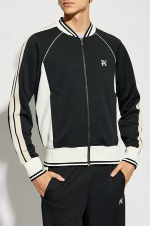 Palm Angels Pa Monogram Embroidered Zip-up Sweatshirt