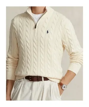 Polo Ralph Lauren Pony Embroidered Cable Knit Quarter Zip Jumper