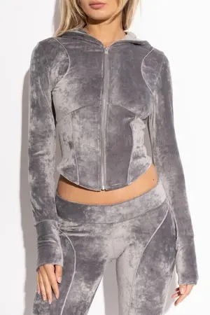 MISBHV Velour Embellished Zipped Hoodie