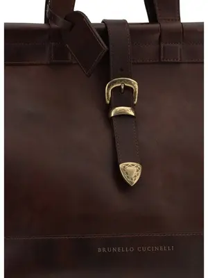 Brunello Cucinelli Logo Printed Buckle Detailed Travel Bag