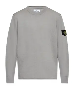 Stone Island Logo Patch Knitted Jumper - Gray