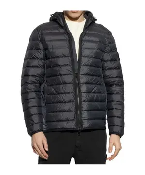 Stone Island Hooded Zip-up Jacket With Logo Patch