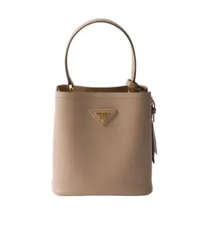 Prada Panier Mini Saffiano Leather Bag - Bean Paste Color