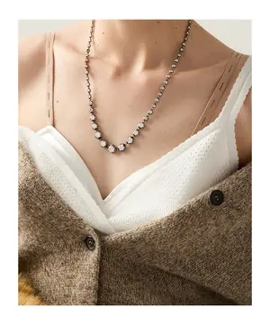 Miu Miu Metal Necklace With Crystals