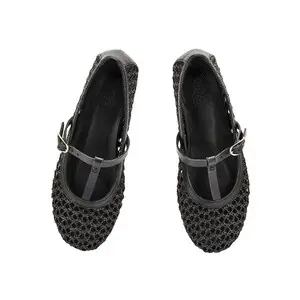 ANCIENT GREEK SANDALS Aerati Flat Mary Jane - Black