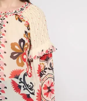 Farm Rio Mandala Crewneck Blouse With Beads