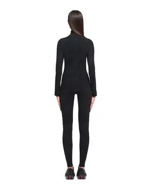 Prada Textured Logo Detail Turtleneck Top - Black