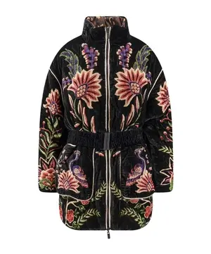 Farm Rio Floral Embroidered Reversible Zip Jacket