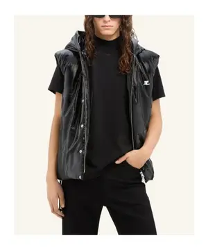 COURREGES Vinyl Puffer Gilet With Removable Hood