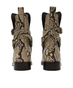 Burberry Python-print Leather Buckled Boots