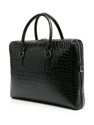Saint Laurent Crocodile-effect Leather Briefcase