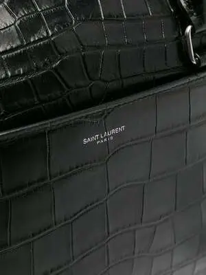 Saint Laurent Crocodile-effect Leather Briefcase