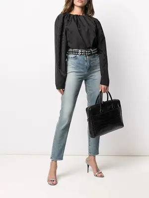Saint Laurent Crocodile-effect Leather Briefcase